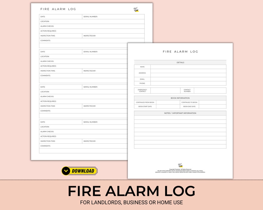 Fire Alarm Testing Log, Smoke Detector Test, Fire Safety Testing, Fire ...