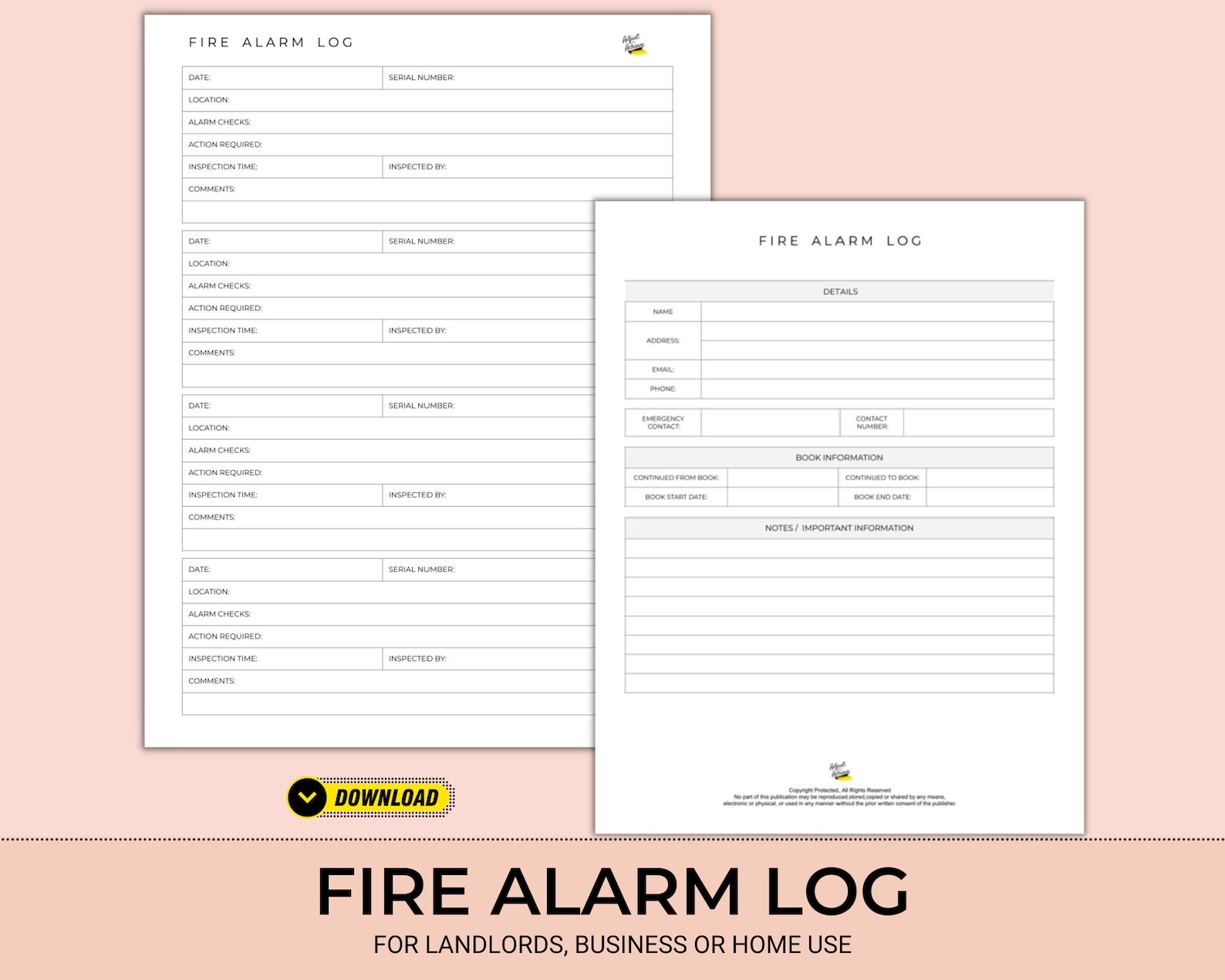 Fire Alarm Testing Log, Smoke Detector Test, Fire Safety Testing, Fire ...