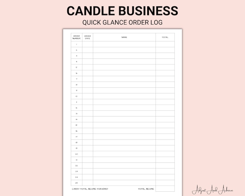 Candle Order Forms, for Candle Businesses - Candle Sales Templates ...