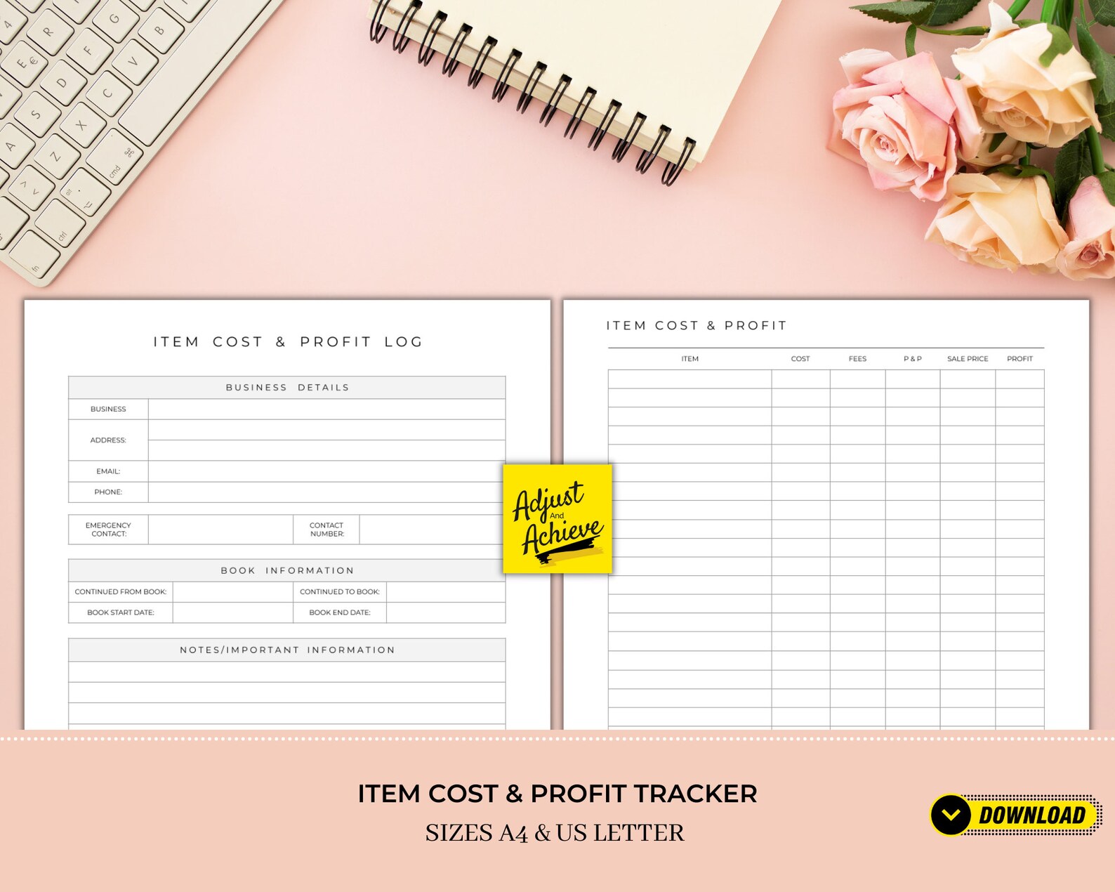 Printable Item Cost & Profit Tracker | Instant Digital Download ...