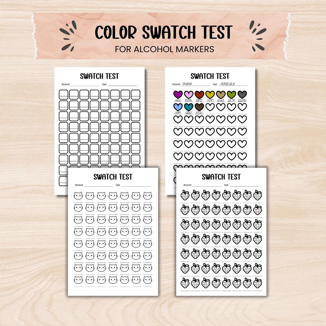 Colour Test Swatch Bundle - Test Color - Printable Pages - Alcohol ...