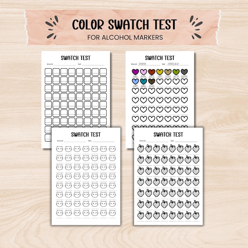 Colour Test Swatch Bundle - Test Color - Printable Pages - Alcohol ...
