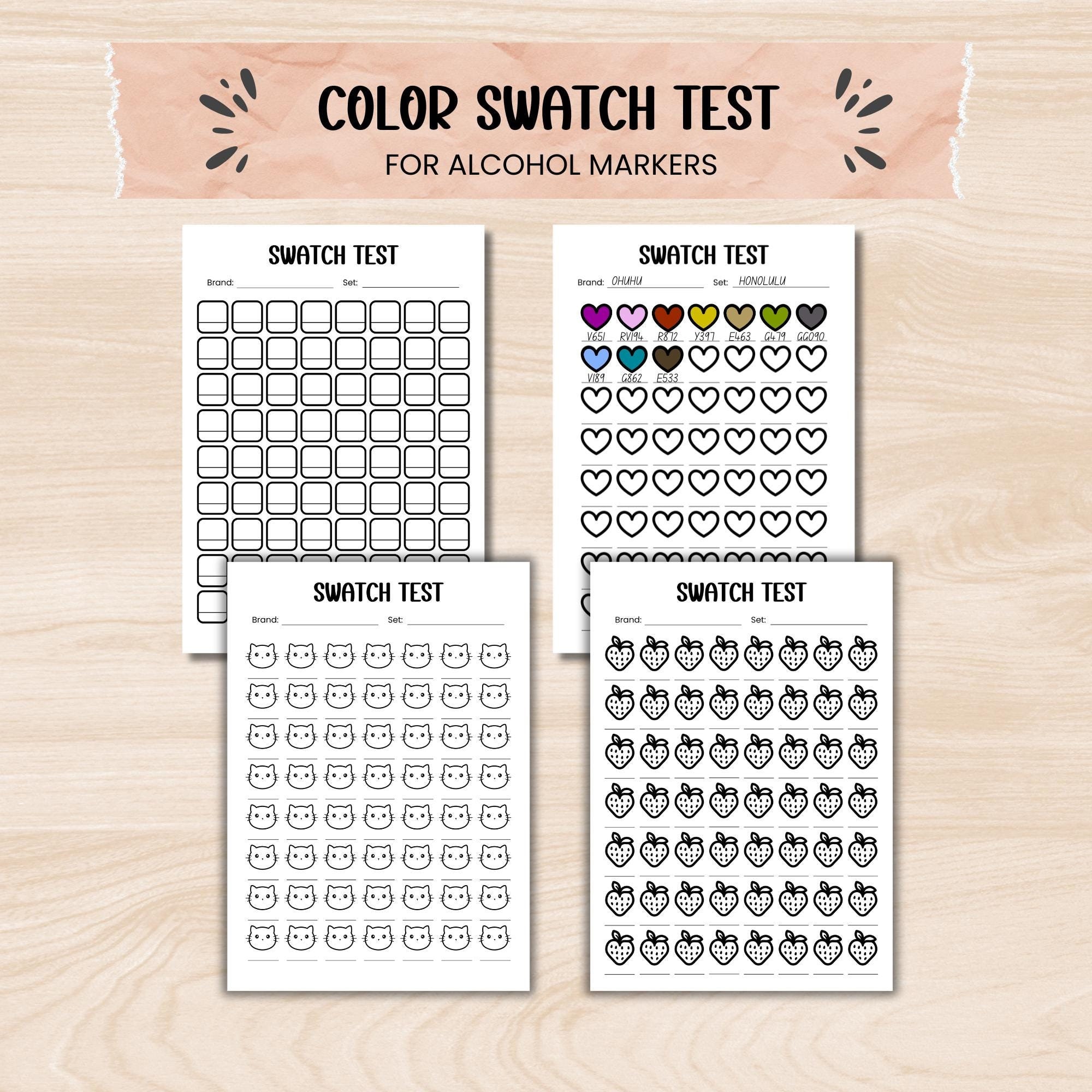 Colour Test Swatch Bundle - Test Color - Printable Pages - Alcohol ...