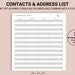 Printable Contact and Address Book, Instant Download, Contacts and ...