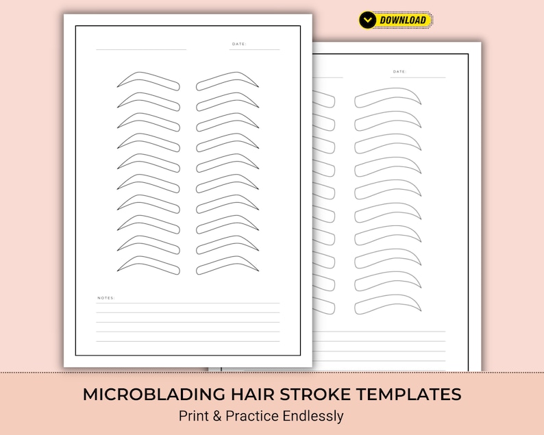 Microblading Template for Student Practise, Eyebrow, Strokes, Training ...