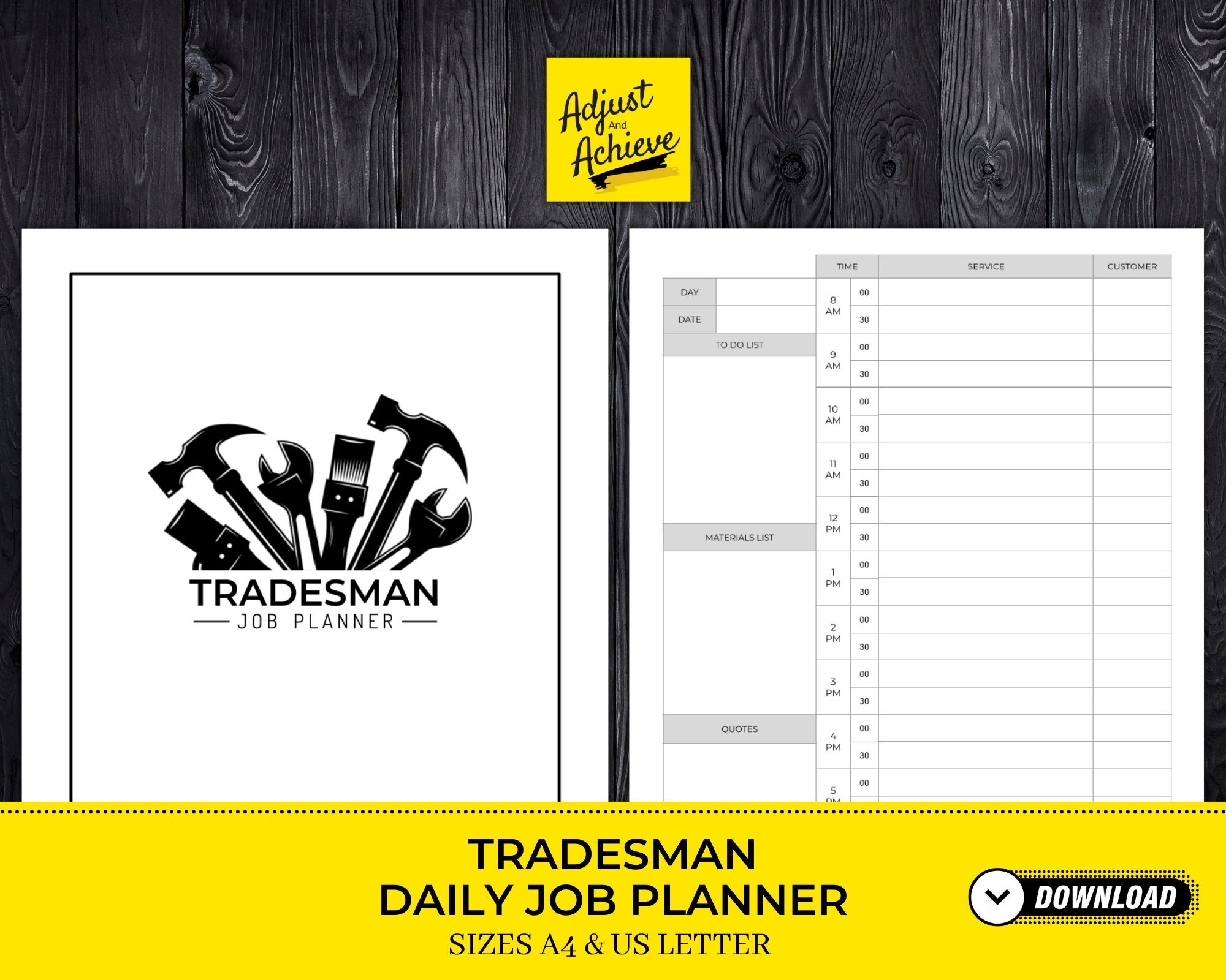 Tradesman Job Planner | Daily Appointments With 30 Minute Intervals ...