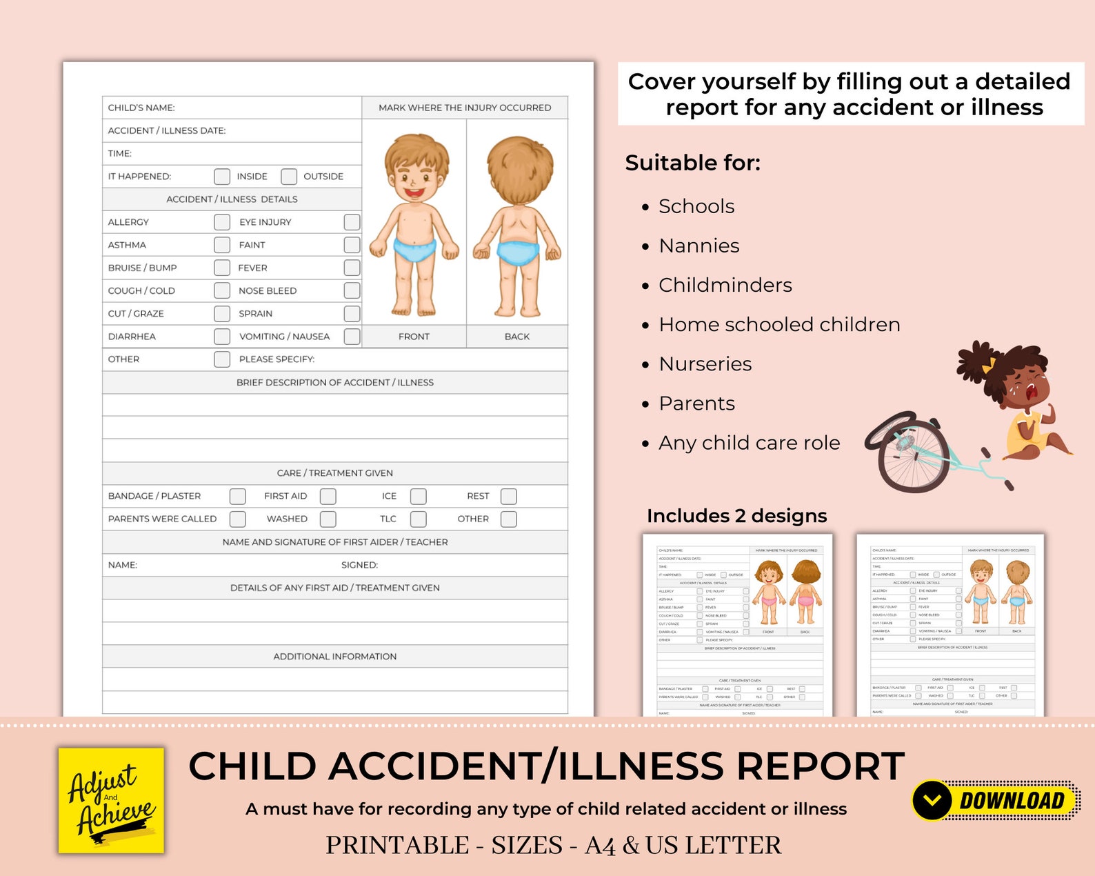 Ouch Report Printable Accident / Illness Report Form - Etsy