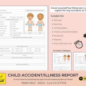 Ouch Report Printable Accident / Illness Report Form - Etsy
