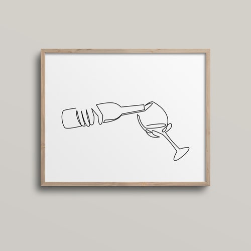 Wine Gallery Wall Art Fine Line Bar Drinks Print Kitchen - Etsy
