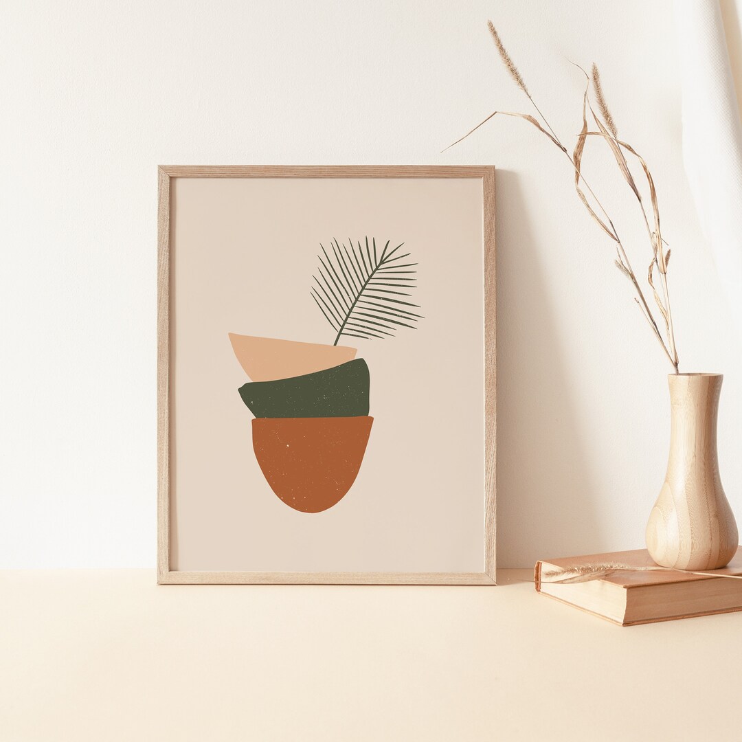 Plant in Pots Art Print Earth Tones Poster Digital Painting - Etsy