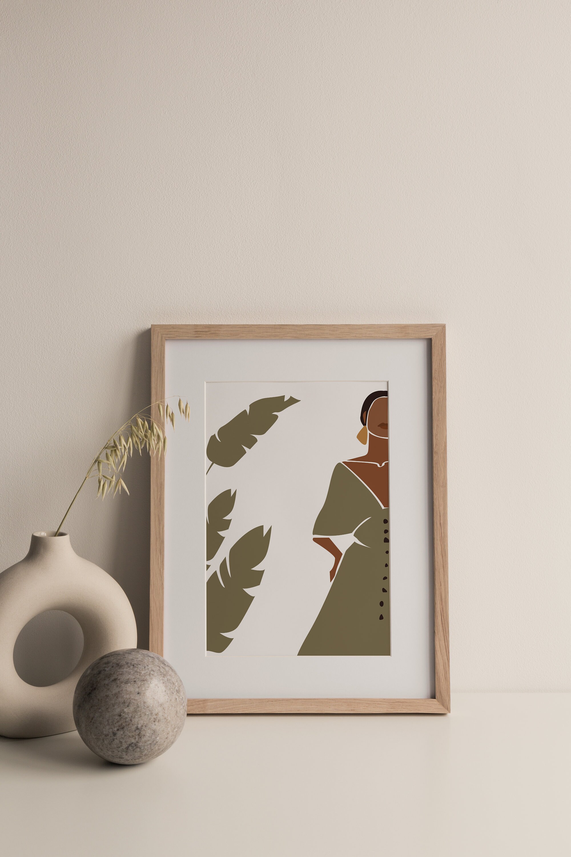 Boho Woman Art Print Color Block Woman Poster Minimal Palm - Etsy