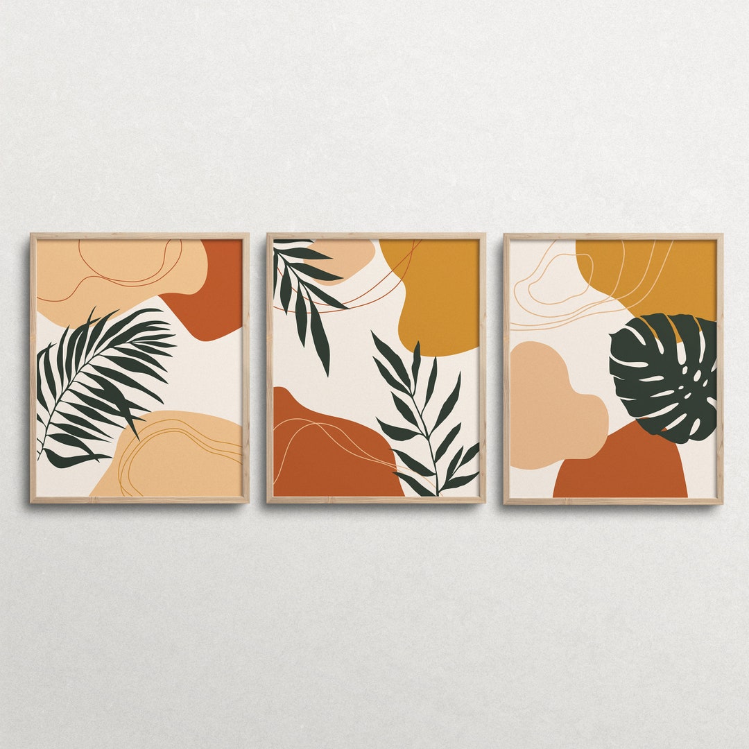 Abstract Art Set Of 3 Boho Print Set Abstract Gallery Wall Set