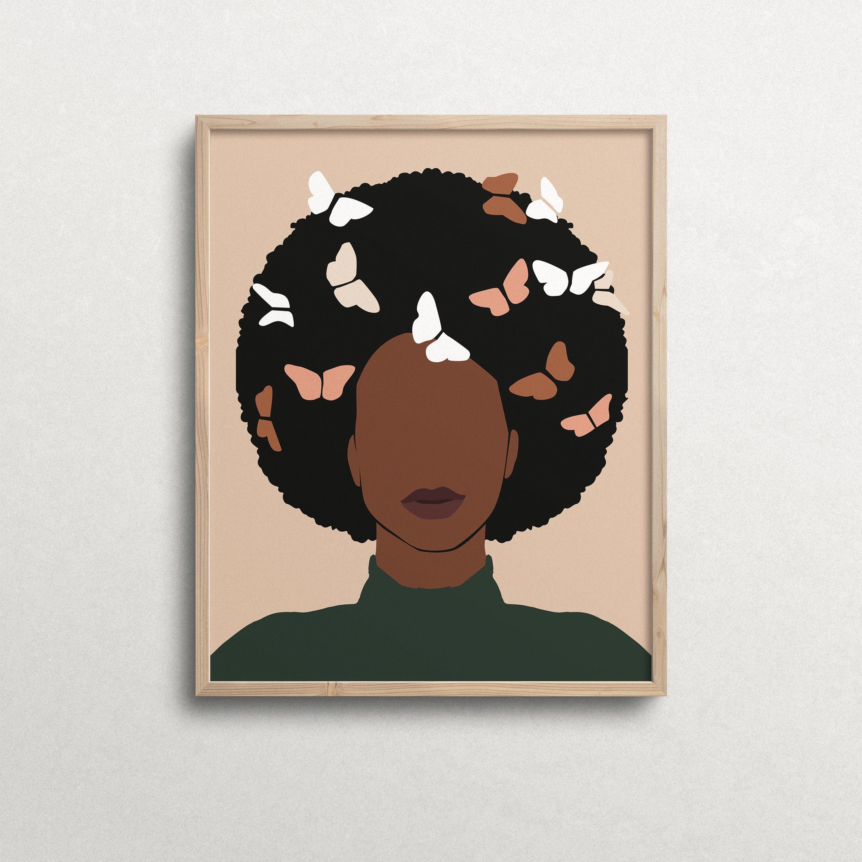 Afro American Abstract Art Black Girl Illustration Afro | Etsy
