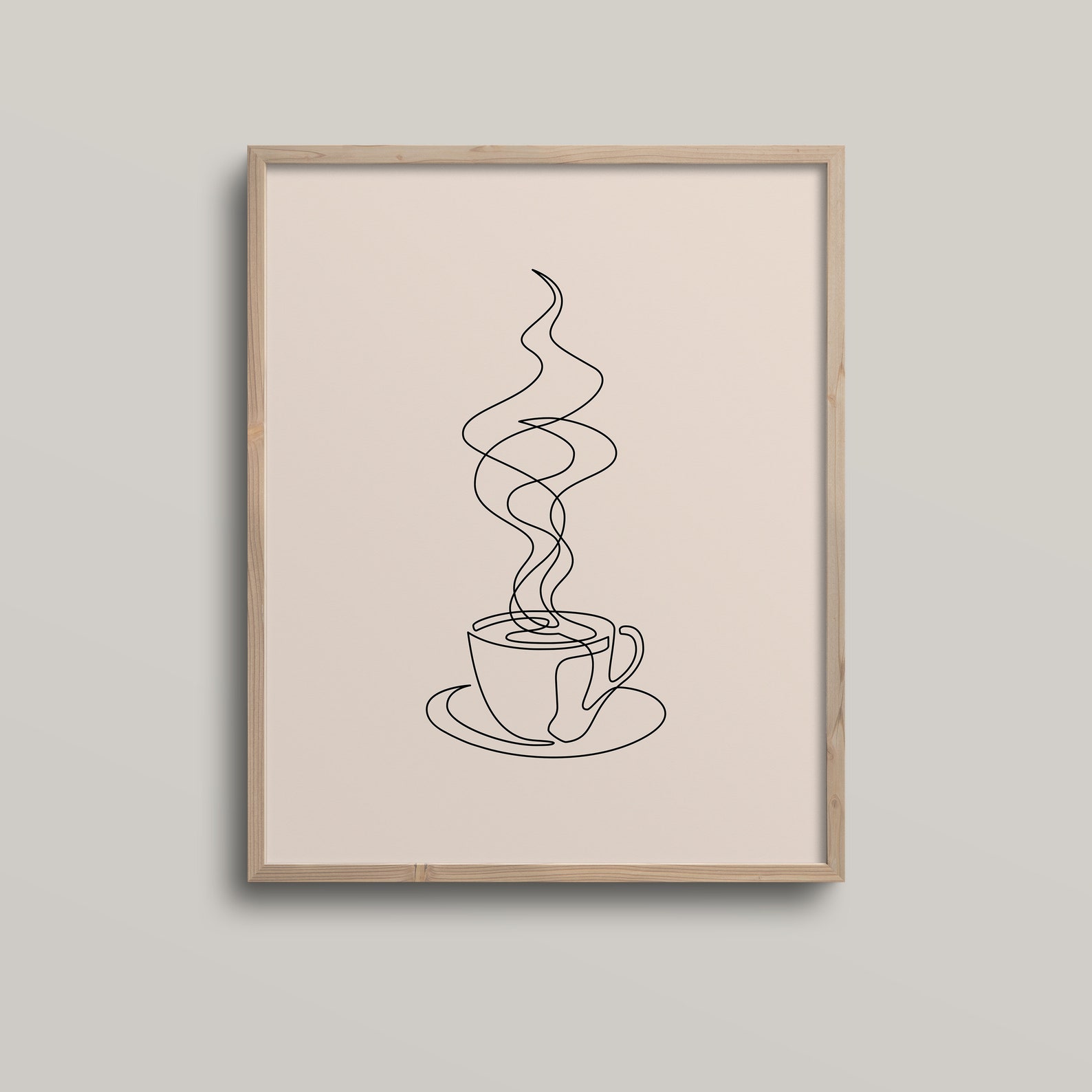 Coffee Set of 2 One Line Coffee Cup Coffee Print Set - Etsy