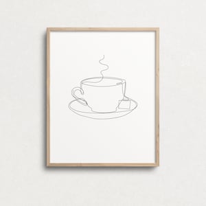 Tea Cup, One Line Art Print, Tea Lover Print, Single Line Drawing, Tea ...