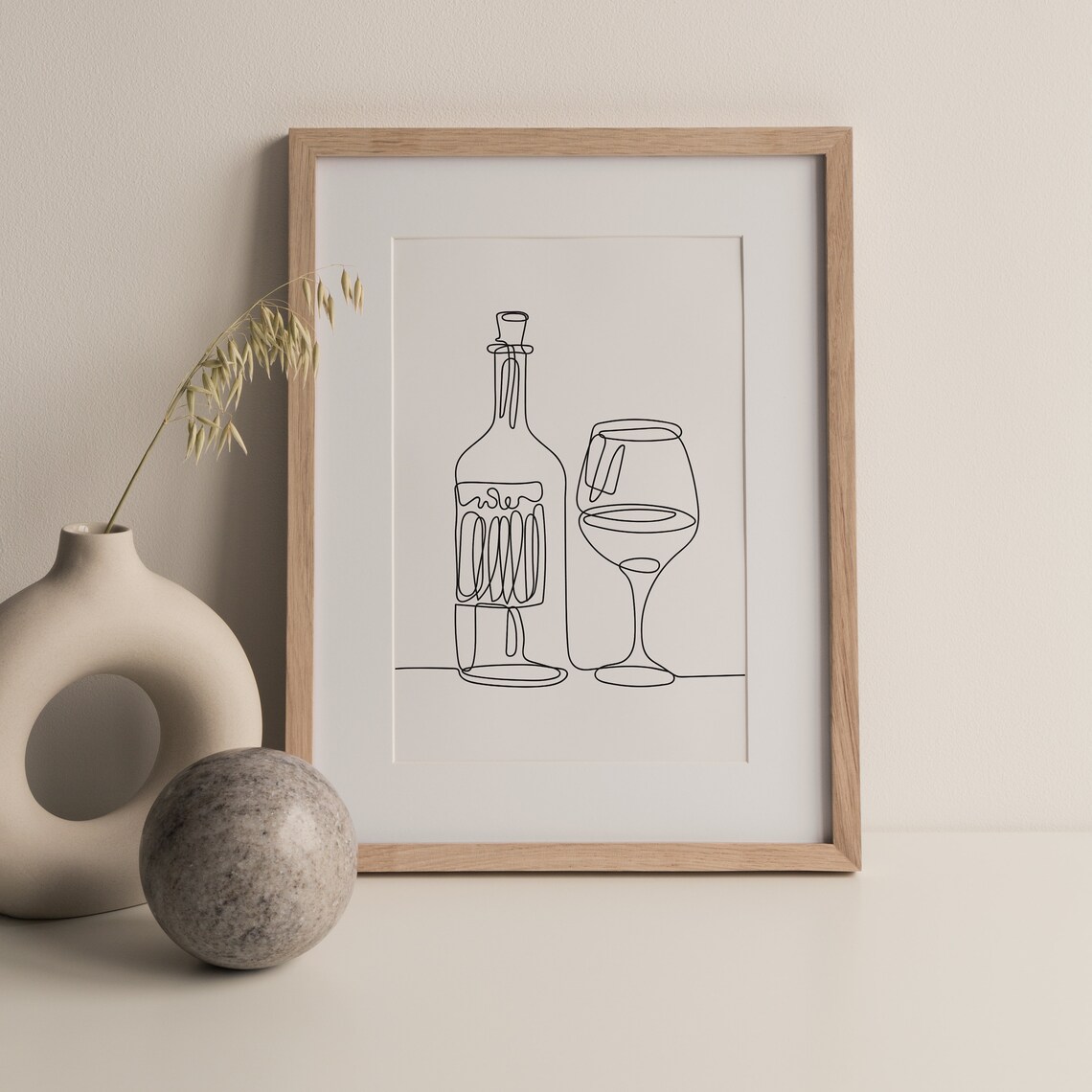 Drinks Print Fine Line Art Simple Line Art Bar Cart Print | Etsy