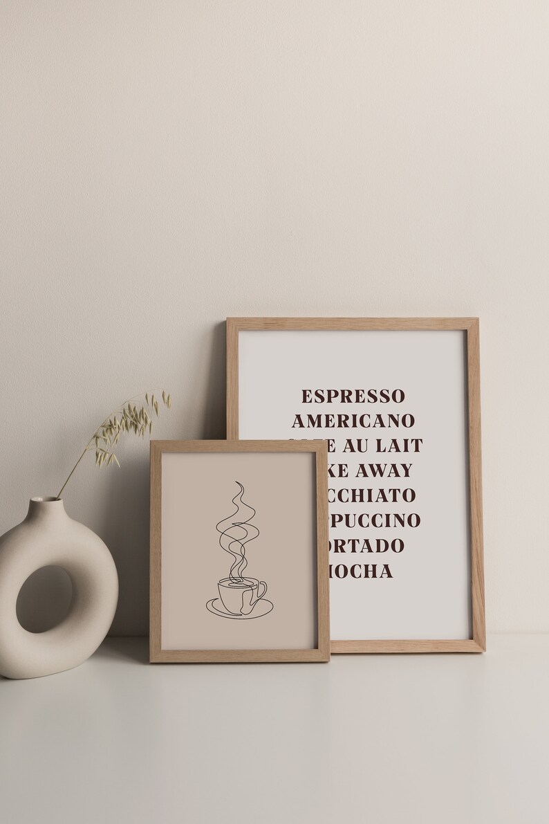 Coffee Set of 2 One Line Coffee Cup Coffee Print Set - Etsy