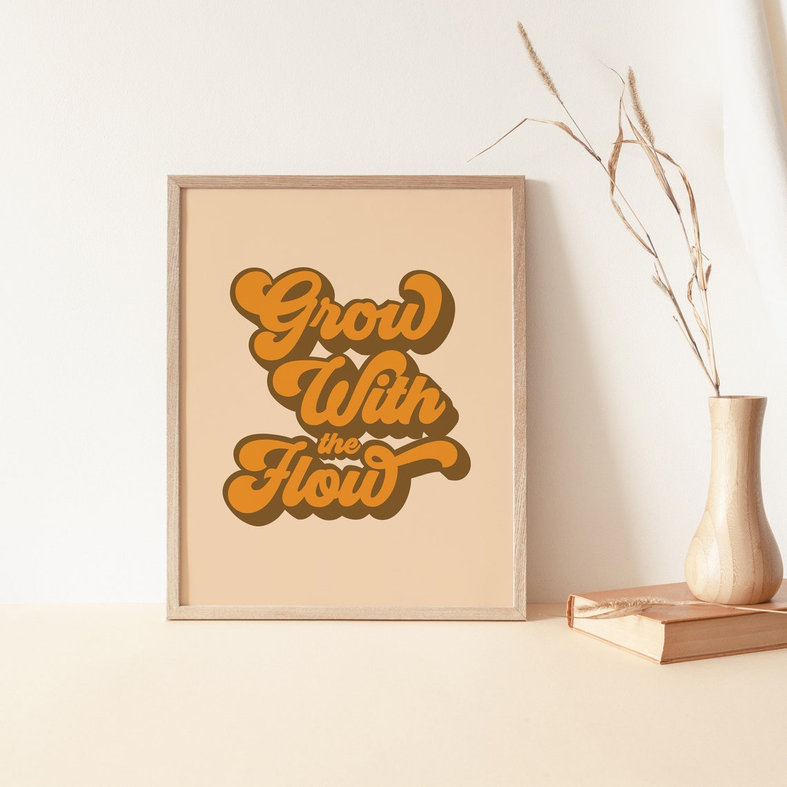 Grow With A Flow Quote Print Wall Art Quotes Typography | Etsy
