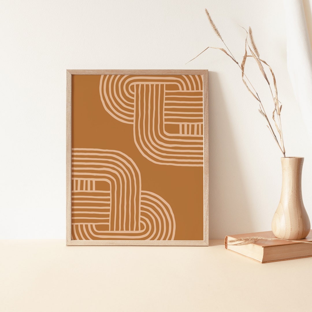 Retro Lines Art Print, 70s Line Pattern Wall Art, 1970s Style Wall Art ...