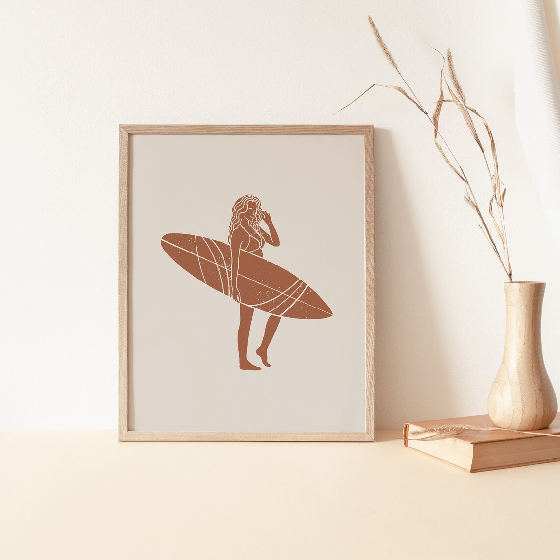 Surfer Print Surf Print Surfer Decor Surfboard Art Woman | Etsy