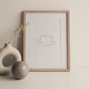 Tea Cup, One Line Art Print, Tea Lover Print, Single Line Drawing, Tea ...
