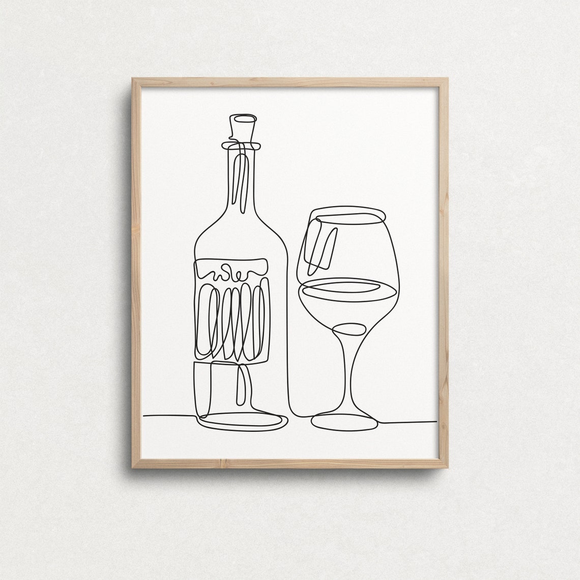 Drinks Print Fine Line Art Simple Line Art Bar Cart Print | Etsy