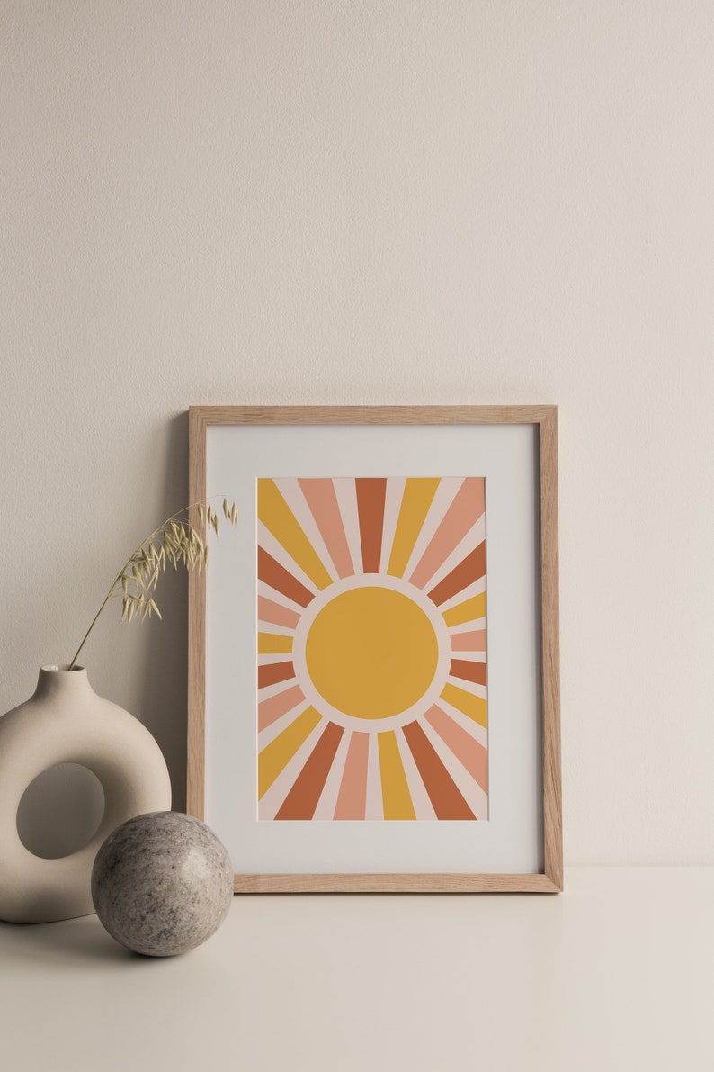 Large Sun Art Print Abstract Sun Wall Art Sun Rays Circle | Etsy