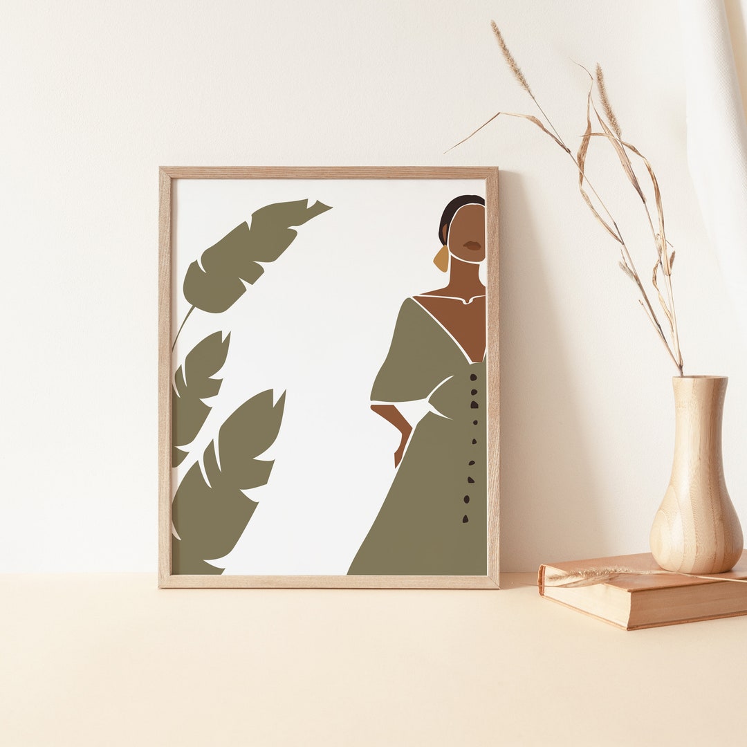 Boho Woman Art Print Color Block Woman Poster Minimal Palm - Etsy