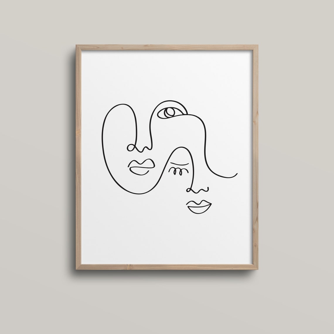 Wall Print Abstract Face Line Art Drawing Illustration Art | Etsy