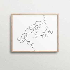 Face Line Art Print, Woman Face Line Drawing, Woman Line Illustration ...