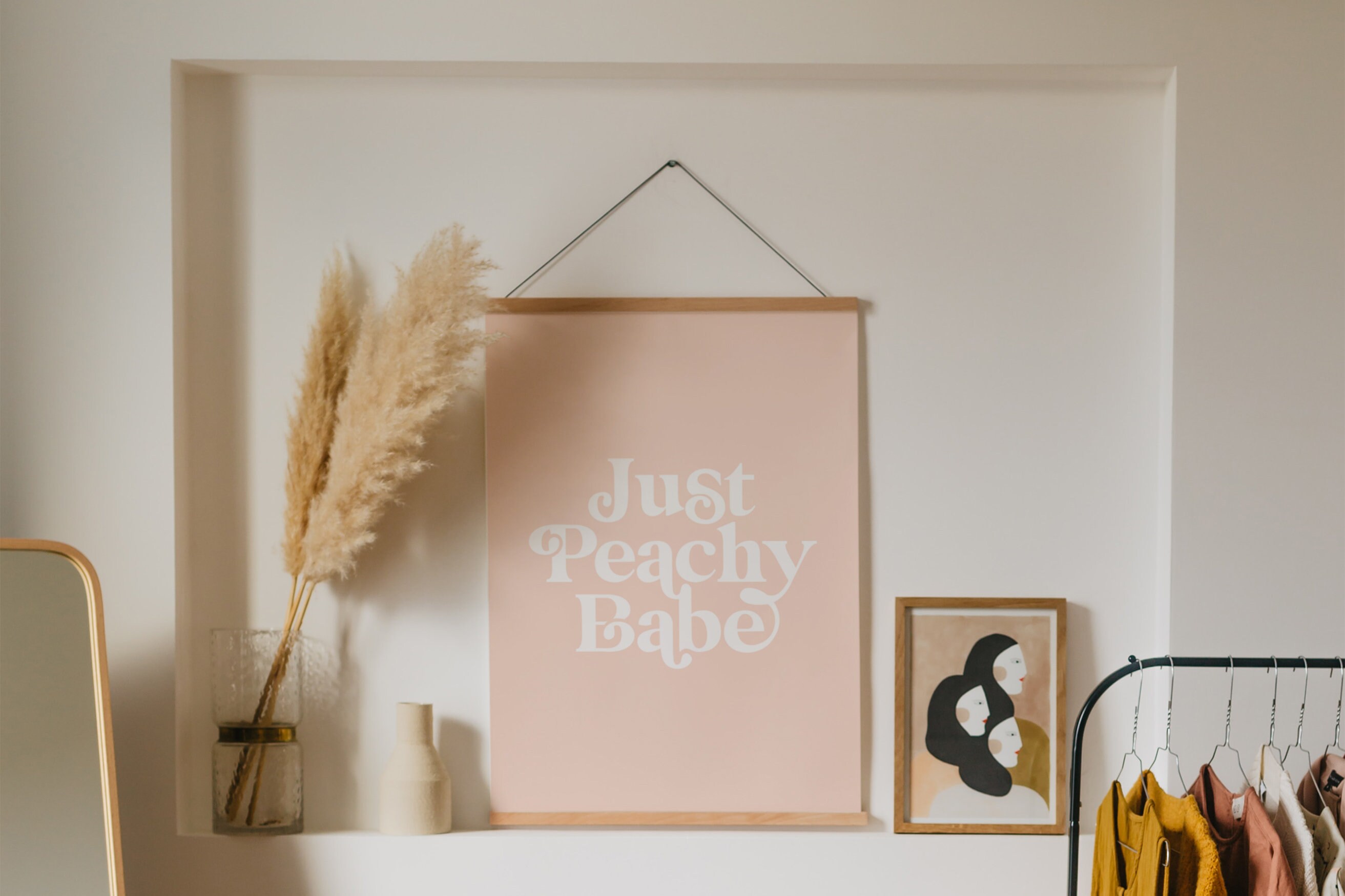 Just Peachy Type Printable Minimal Wall Art Boho Wall Decor | Etsy