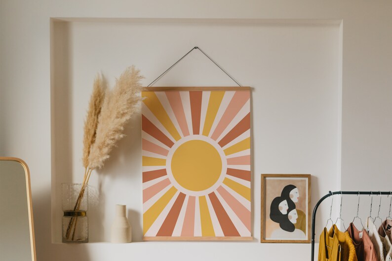 Large Sun Art Print Abstract Sun Wall Art Sun Rays Circle | Etsy