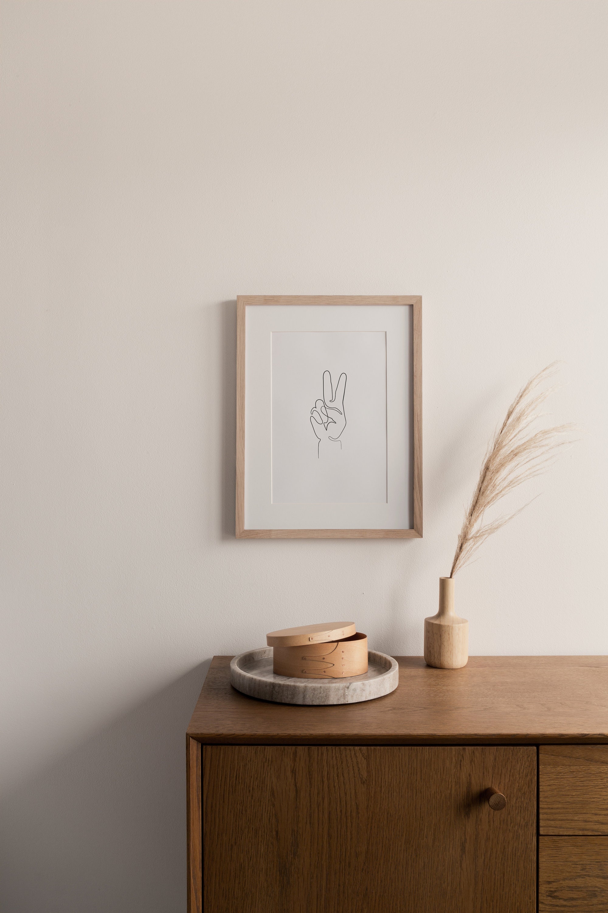 One Line Art Print Peace Hand Sign Hand Print One Line | Etsy