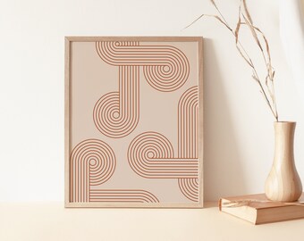 Retro Lines Art Print 70s Line Pattern Wall Art 1970s Style Wall Art ...