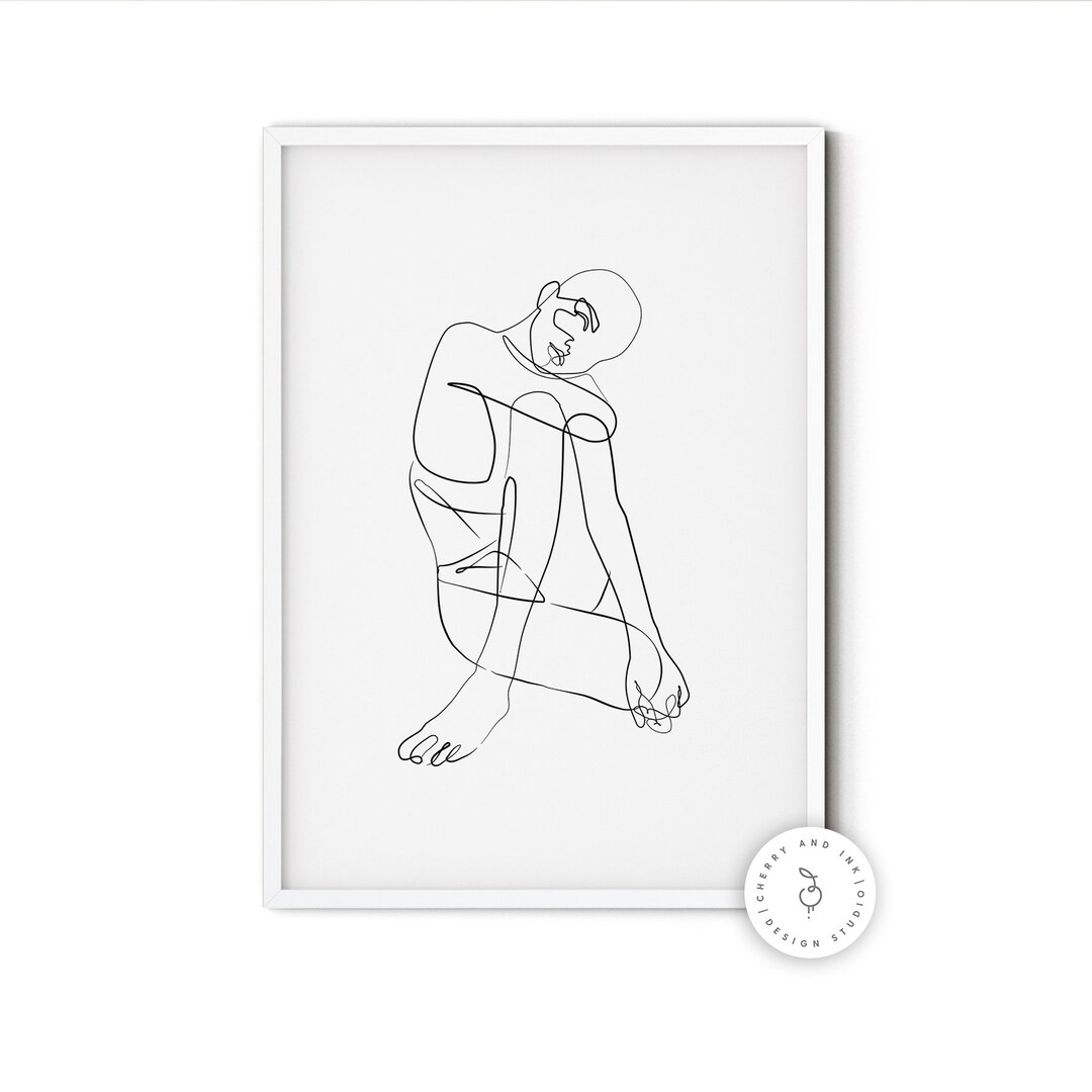 Woman's Body Fine Line Print Neutral, Abstract Art, Line Drawing ...