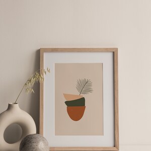 Plant in Pots Art Print Earth Tones Poster Digital Painting - Etsy