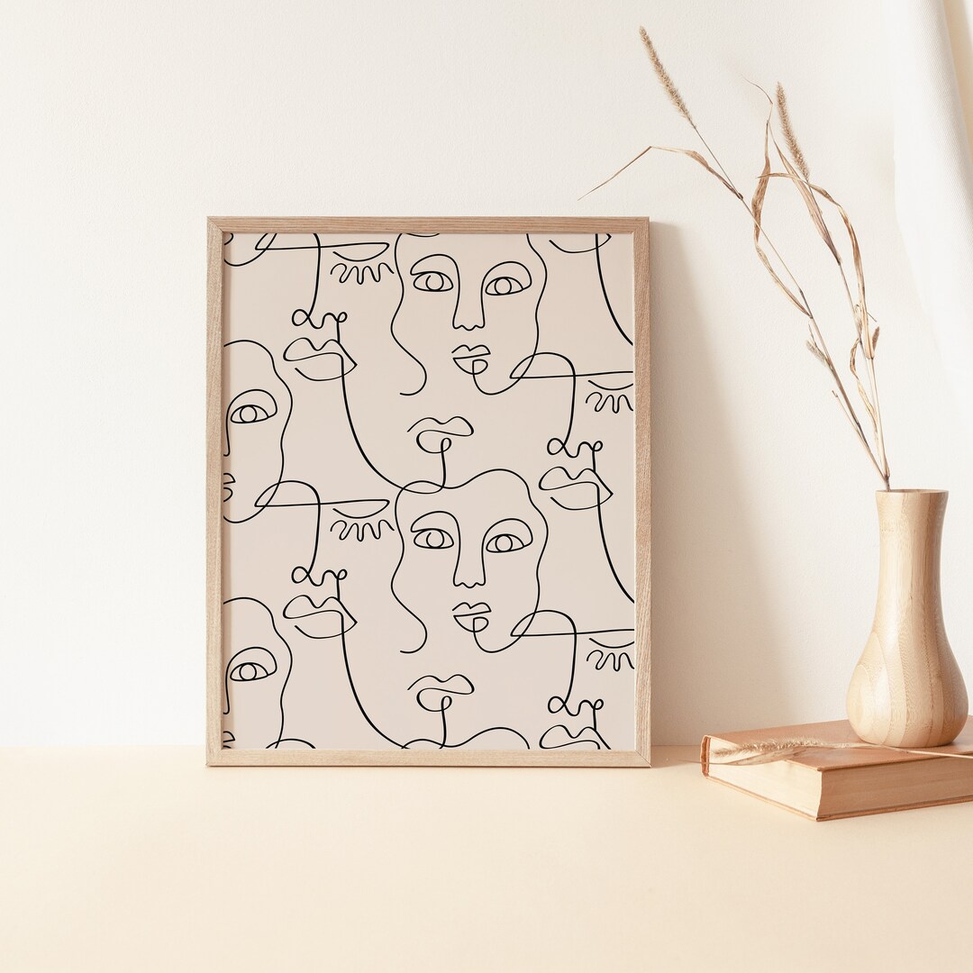 One Line Art Print, Line Art, Minimal Wall Art, Face Line Art, Minimal ...