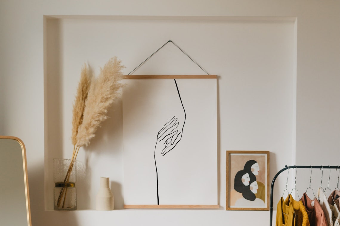 Minimal Hands Line Art Abstract Minimalist Illustration | Etsy