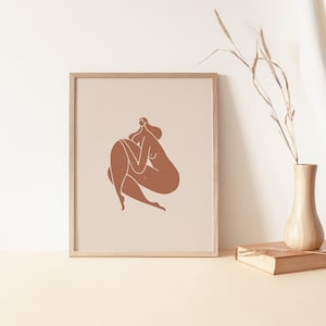 Thick Girl Art Print, Curvy Woman Line Art, Printable Plus Size Woman ...