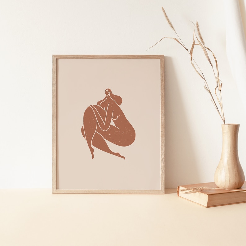 Thick Girl Art Print Curvy Woman Line Art Printable Plus | Etsy