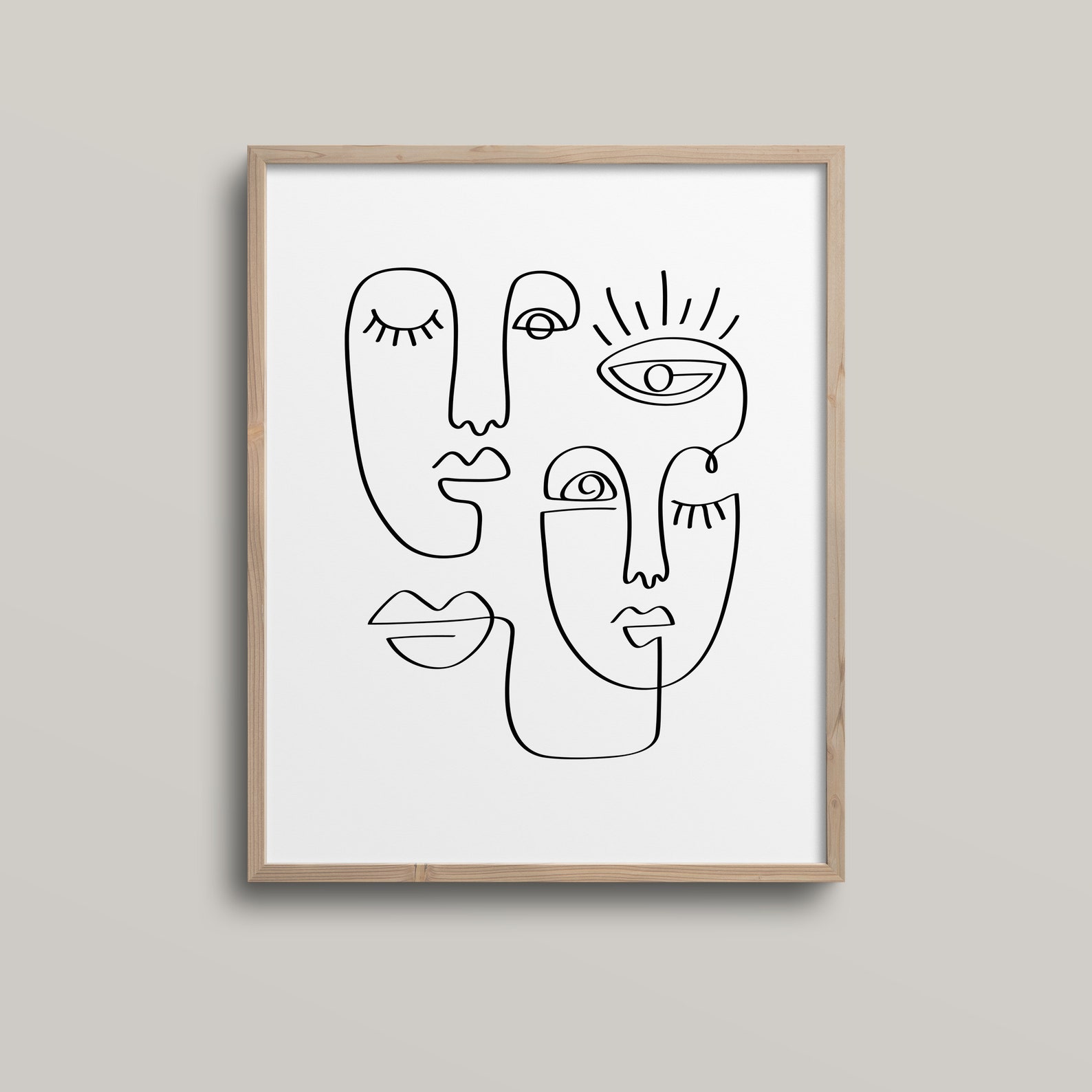 One Line Art Print Line Art Minimal Wall Art Face Line Art - Etsy