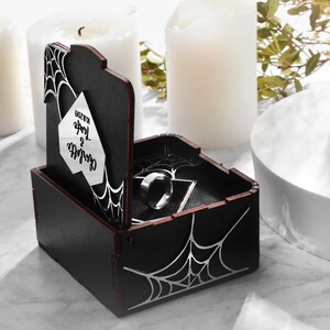 Wooden Cobweb Ring Box, Gothic Wedding Ring Box, Black Wedding Ring Box ...