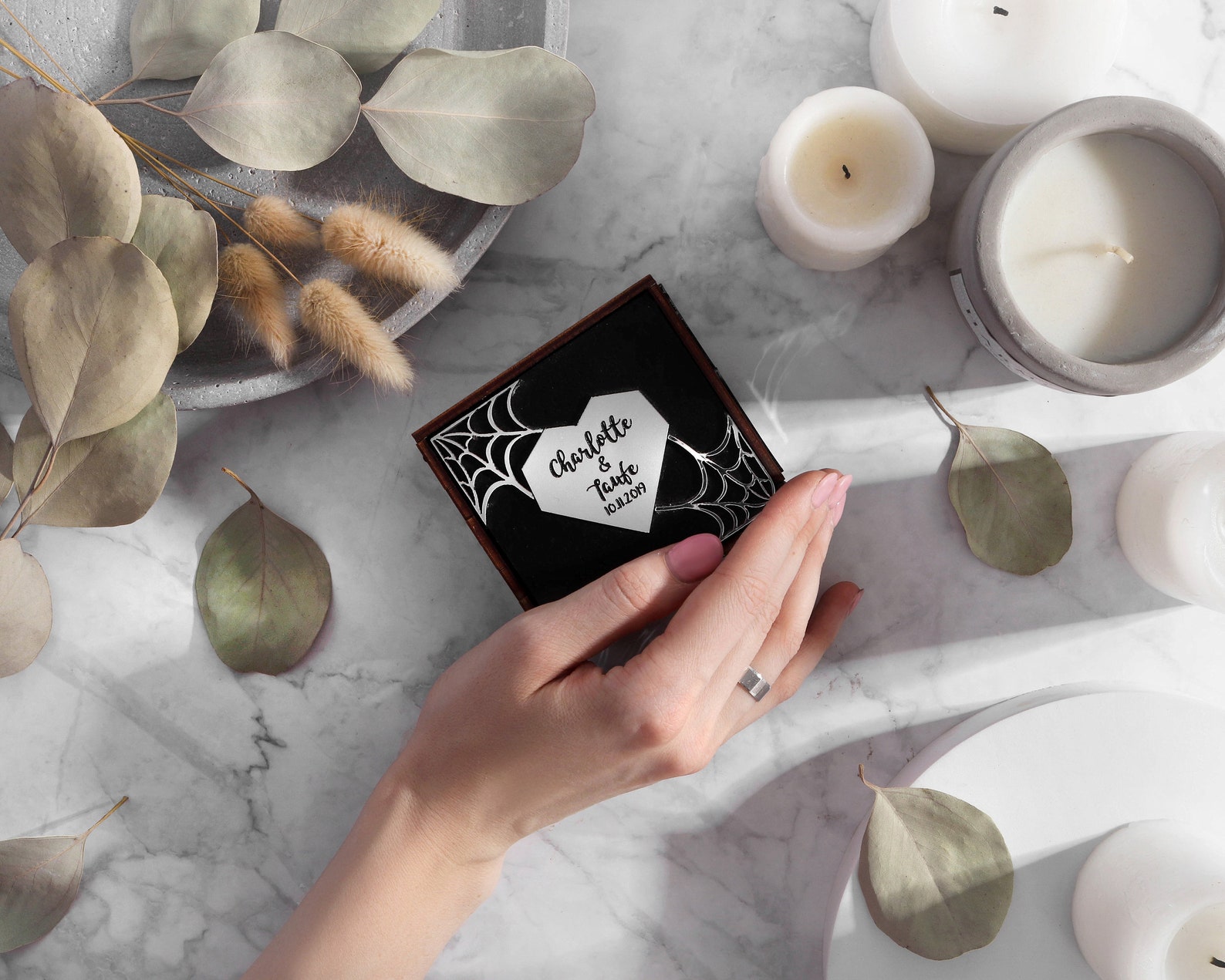 Wooden Cobweb Ring Box Gothic Wedding Ring Box Black Wedding - Etsy