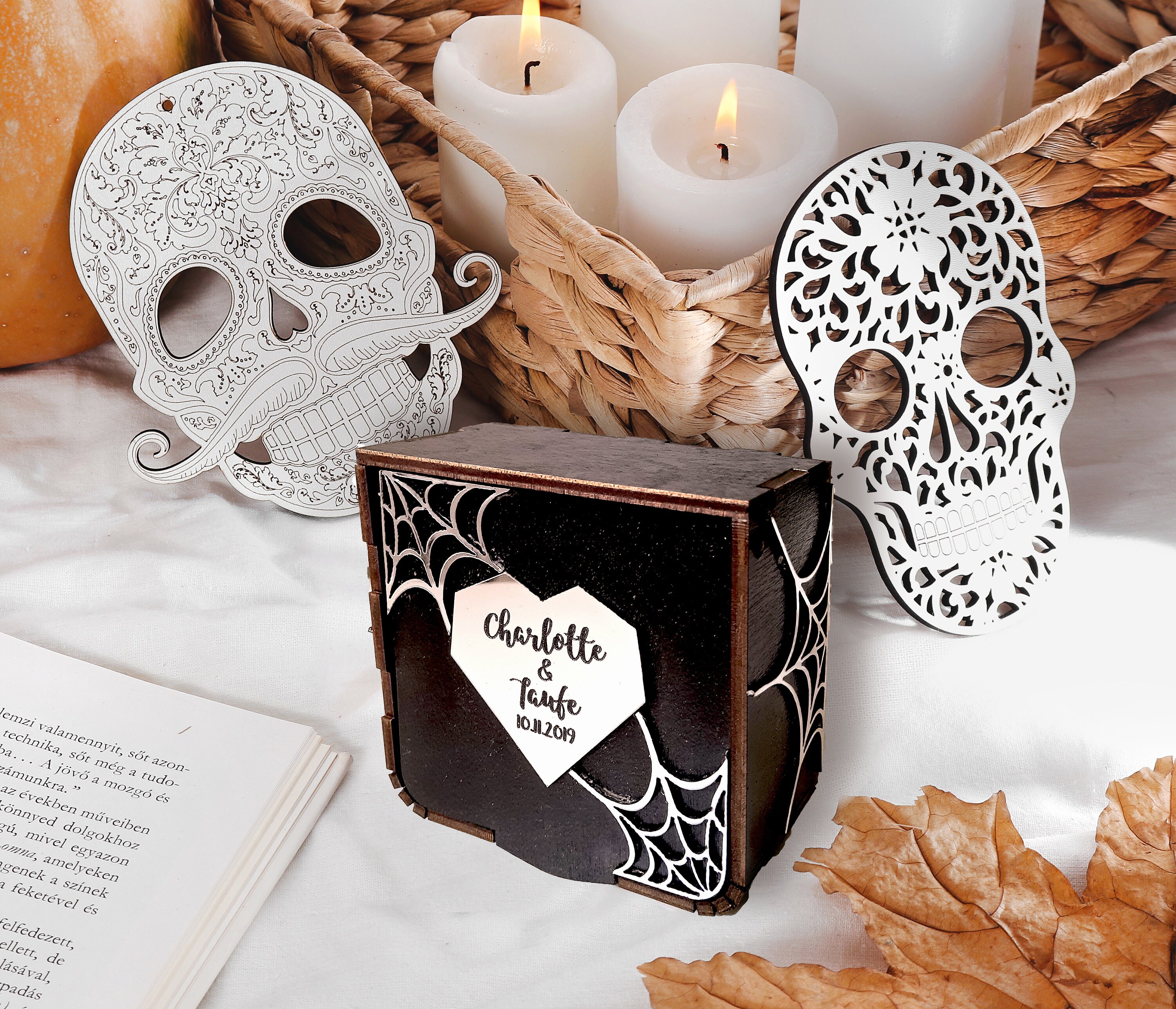 Wooden cobweb ring box Gothic wedding ring box black wedding | Etsy