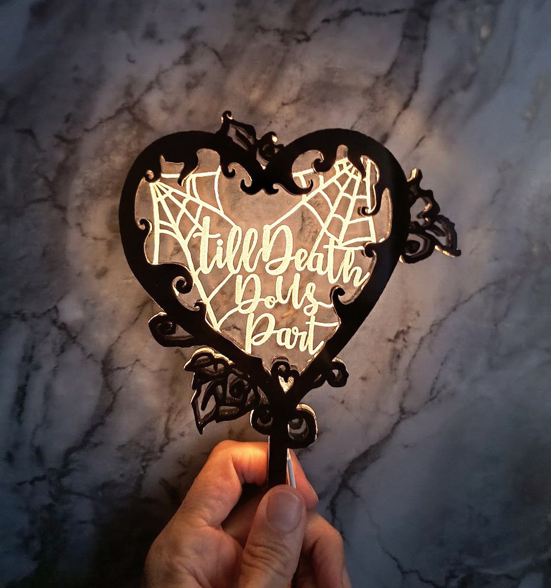 Gothic Wedding LED Cake Topper, Halloween Wedding Cake Topper, Till ...