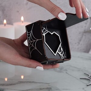 Wooden Cobweb Ring Box, Gothic Wedding Ring Box, Black Wedding Ring Box ...