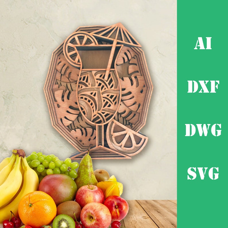 Cocktail Palm Leaf Multi Layer Mandala Model Laser Cut File | Etsy