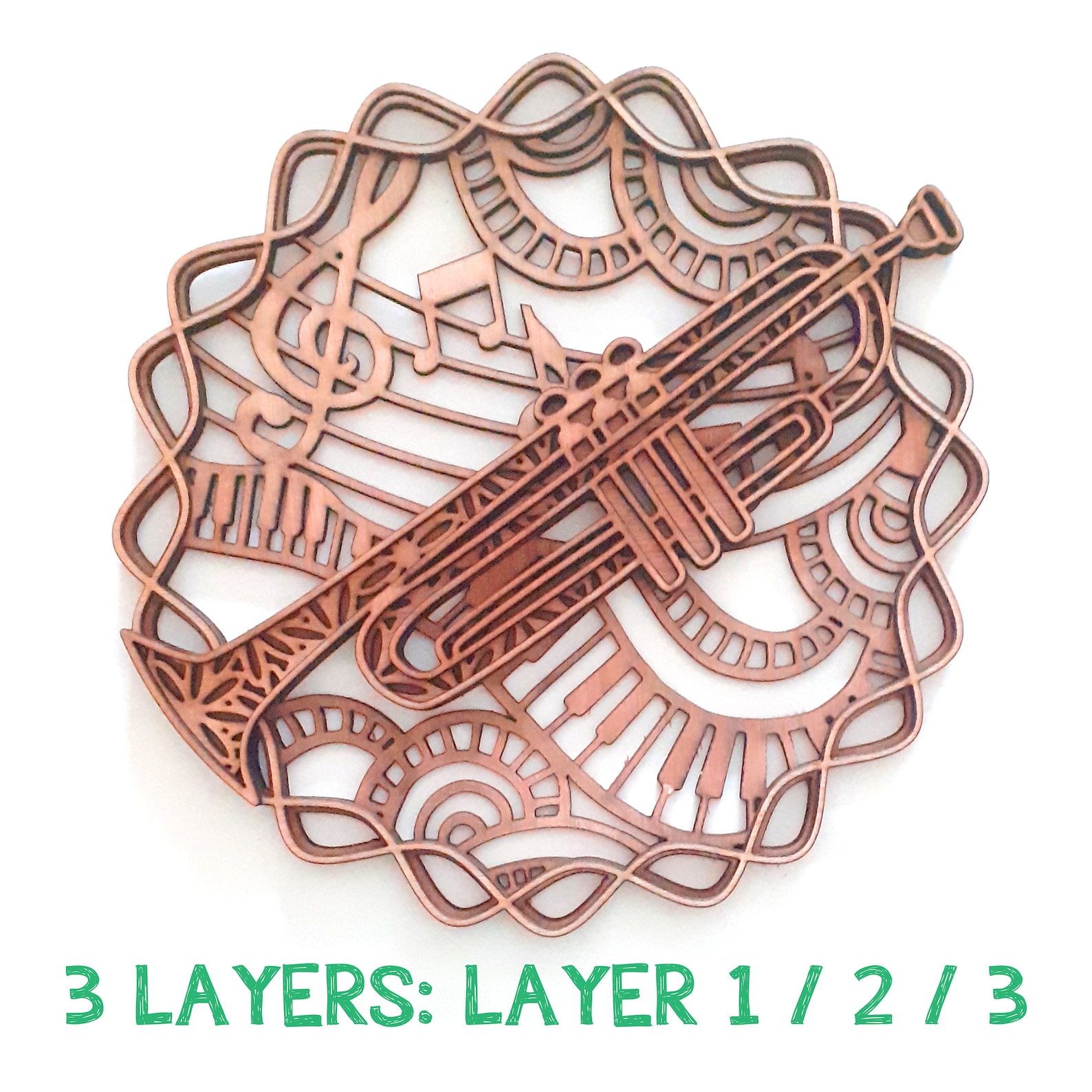 Trumpet Music Instrument Layered Laser Cut File Multi Layer Mandala SVG ...