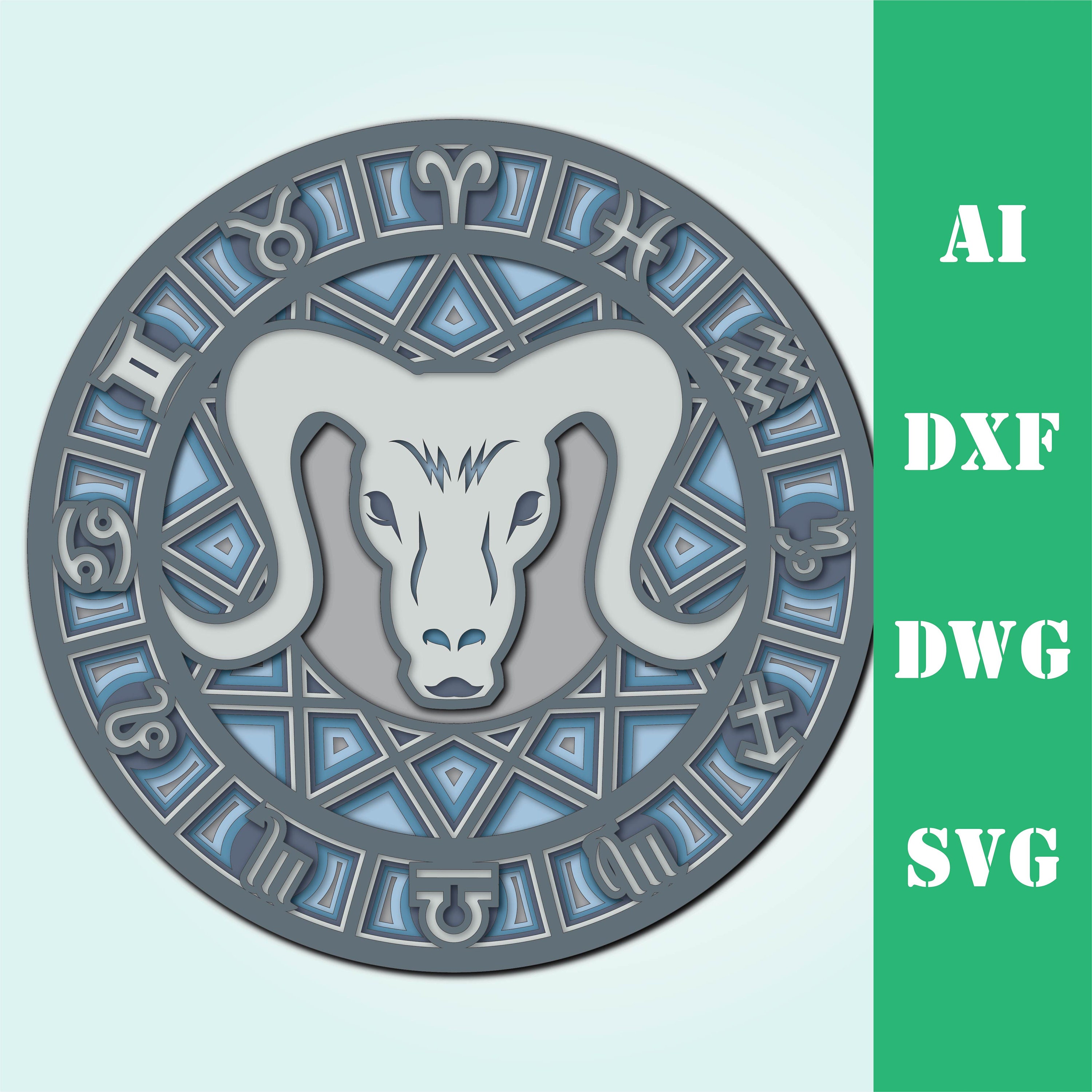 Zodiac Aries Multi Layer Mandala Model Laser Cut File - Etsy