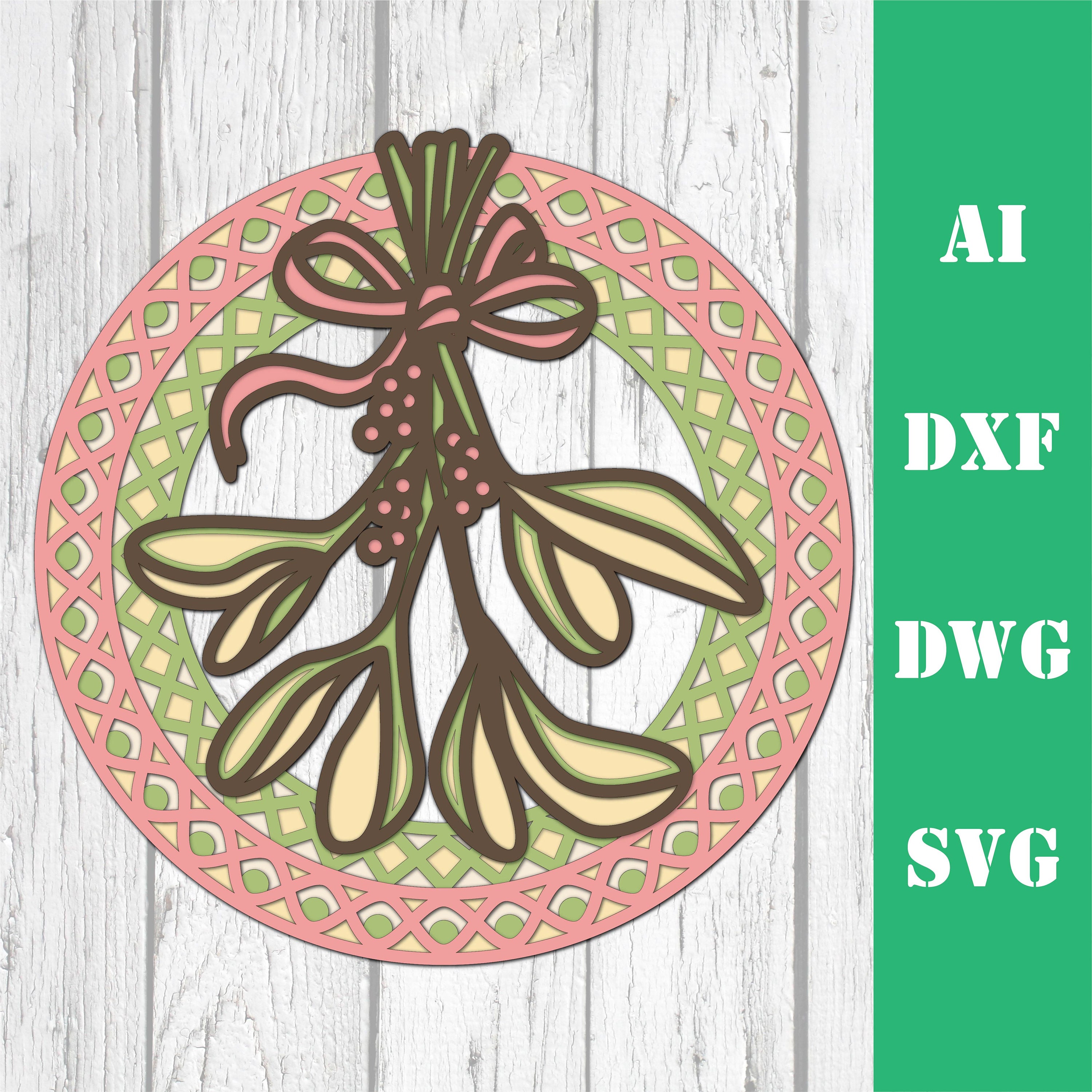 Layered Christmas Mistletoe 3d Multi Layer Mandala Laser Cut - Etsy